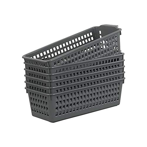 Gloreen Slim Pencil Plastic Basket, Grey Narrow Spices Storage Baskets, 6 Packs