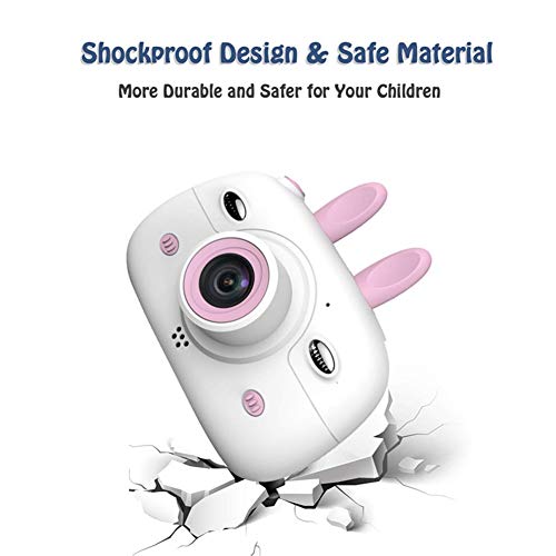 MCJL Child Camera Child Digital Camera Photograph Print Camera Cartoon Rabbit Video Recorder 1080P High List Anti Dual Lens 2.4 Inch IPS Screen,Blue,32GB