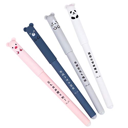 JSPOYOU 4 x Cute Kawaii Cartoon Cat Gel Ink Pen Ballpoint 0.35mm Blue Ink Student 2ML