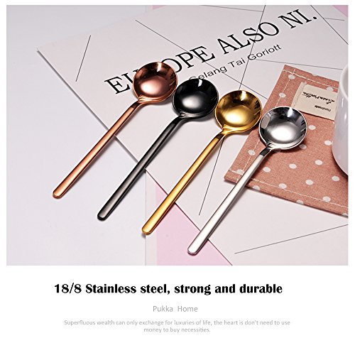6 PCS Espresso Spoons 18/8 Stainless Steel, 5.2 Inches Vogue Mini Teaspoons Set for Stirring Coffee, Dessert Cake, Ice Cream, Soup, Antipasto Cappuccino, Frosted Handle, Sweejar (Gold)