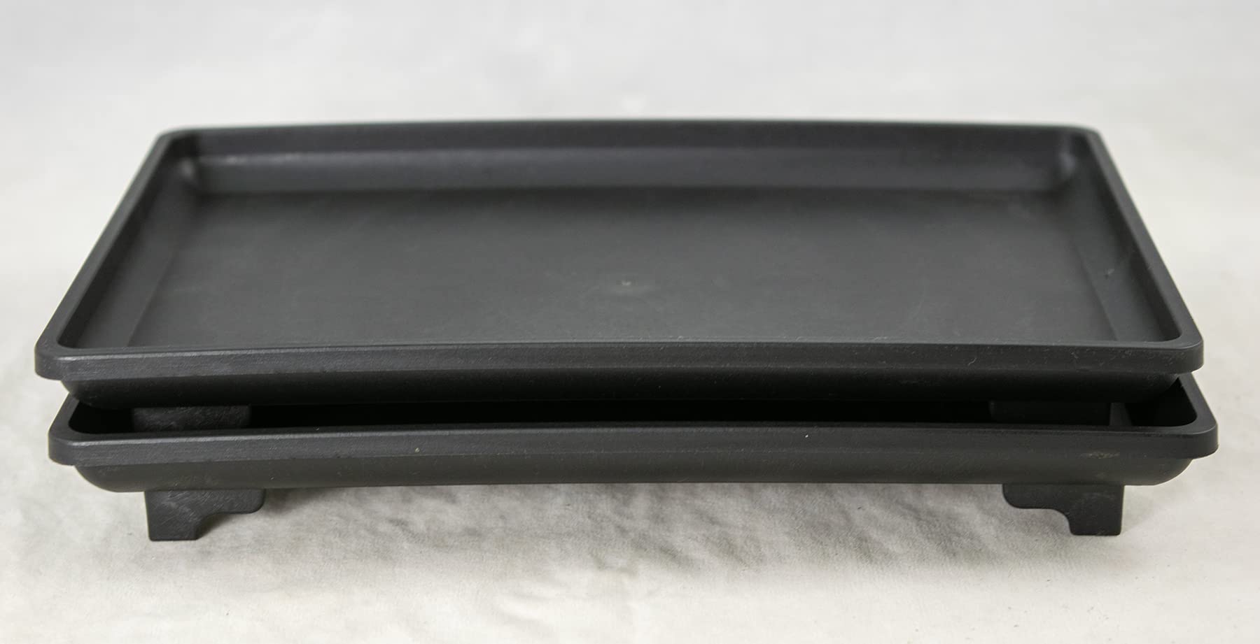 2 Rectangular Black Plastic Humidity/Drip Tray for Bonsai Tree and House Indoor Plants - 9"x 6"x 1"