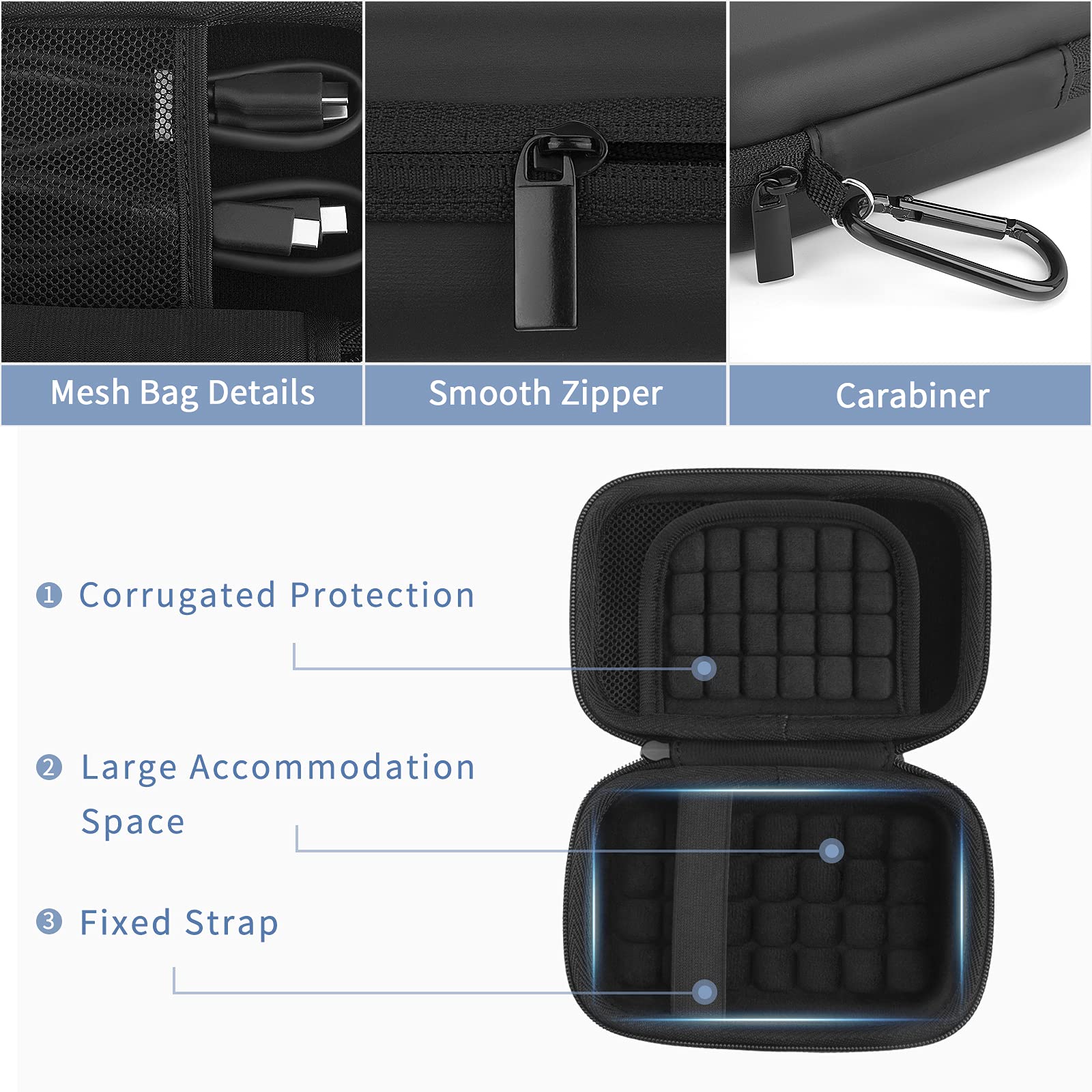 YINKE External Hard Drives HDD Carrying Case for Seagate/WD Elements/Toshiba Canvio Basics/WD My Passport, Portable Travel Case Protective Cover Storage Bag