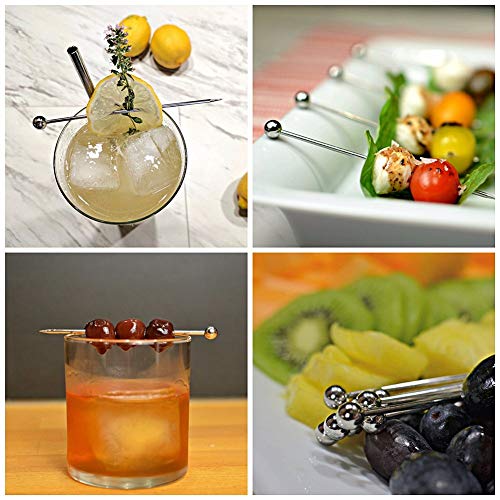 50 Pieces Stainless Steel Cocktail Picks Metal Martini Picks 4.3 inch