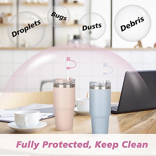 6 Straws with Cover Cap for Stanley Tumbler Replacement - Reusable Straw with Stopper Tips, Perfect for Stanley Cup with Handle H2.0, 14, 20, 30, 40oz Accessories
