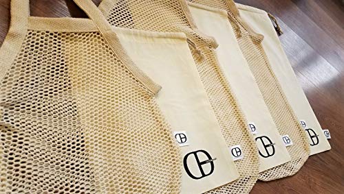 6 piece Set of Reusable Eco-Friendly 100% Cotton Muslin and Mesh Produce bags includes M, L, XL sizes