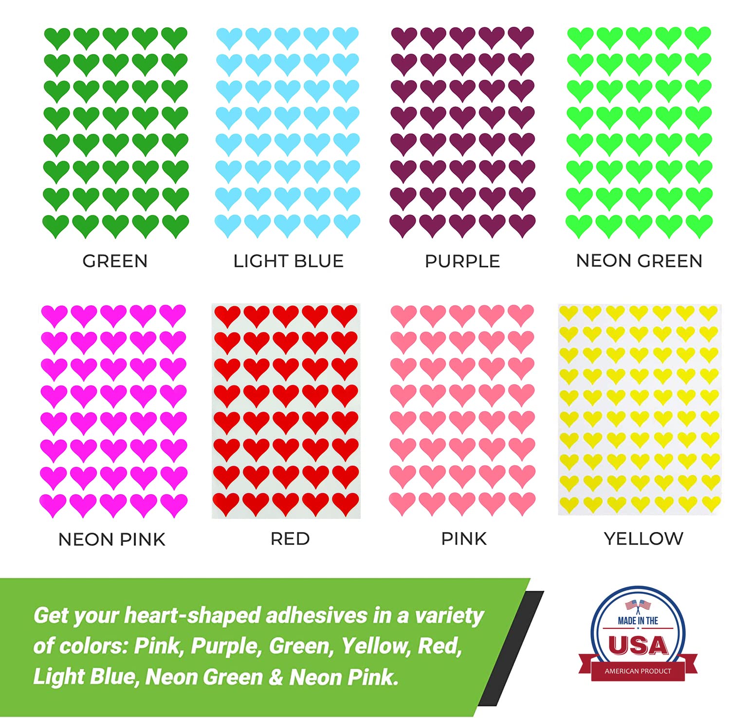 Royal Green Heart Sticker 19mm (1.9cm) Teacher Supply Stickers Labels for Arts and Crafts 3/4 inch in Light Blue - 200 Pack