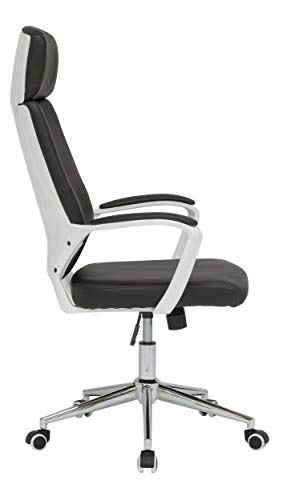 Calico Designs High Back, Height and Tilt Adjustable, Modern Executive Chair with Padded Arms and Chrome Base in White/Black PU