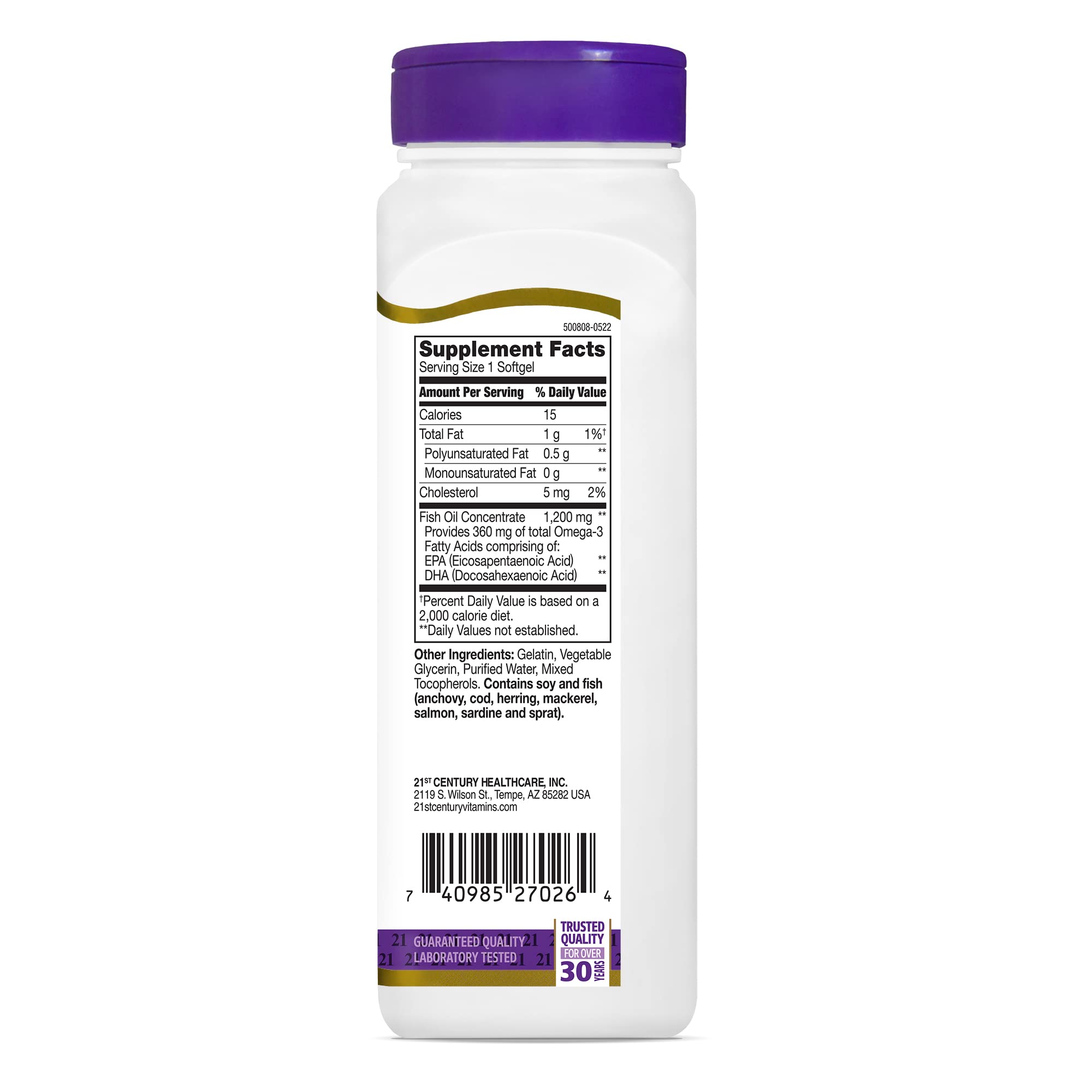 21st Century Maximum Strength Omega-3 Fish Oil 1200 Milligrams 90 Sgels