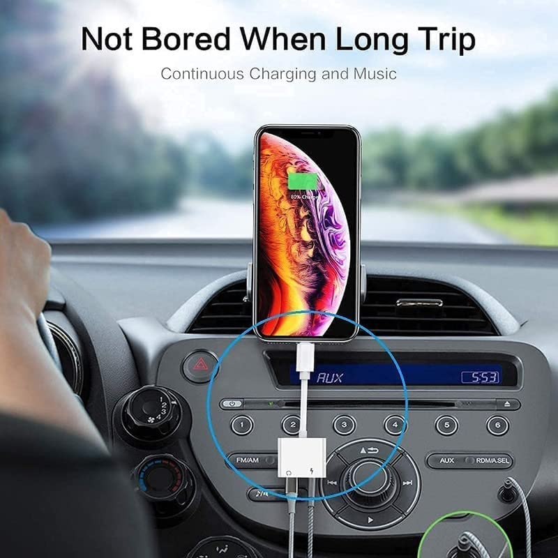 2 Pack Headphone Adapter for iPhone, 2 in 1 Lightning to 3.5mm Jack Adapter Aux Audio Dongle [with Apple MFi Certified] Earphone Converter Compatible with iPhone 14/13/12/11/XR/XS/Max/X/8