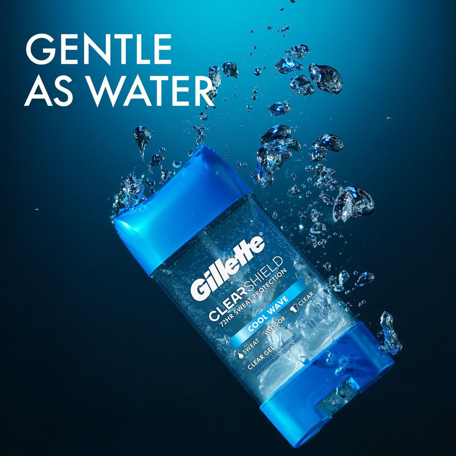 Gillette Antiperspirant Deodorant for Men, Invisible Solid, Cool Wave, 72 Hr. Sweat Protection, 3.8 oz Pack of 4