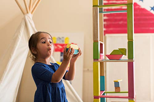 6 Piece Tegu Pocket Pouch Prism Magnetic Wooden Block Set, Tints