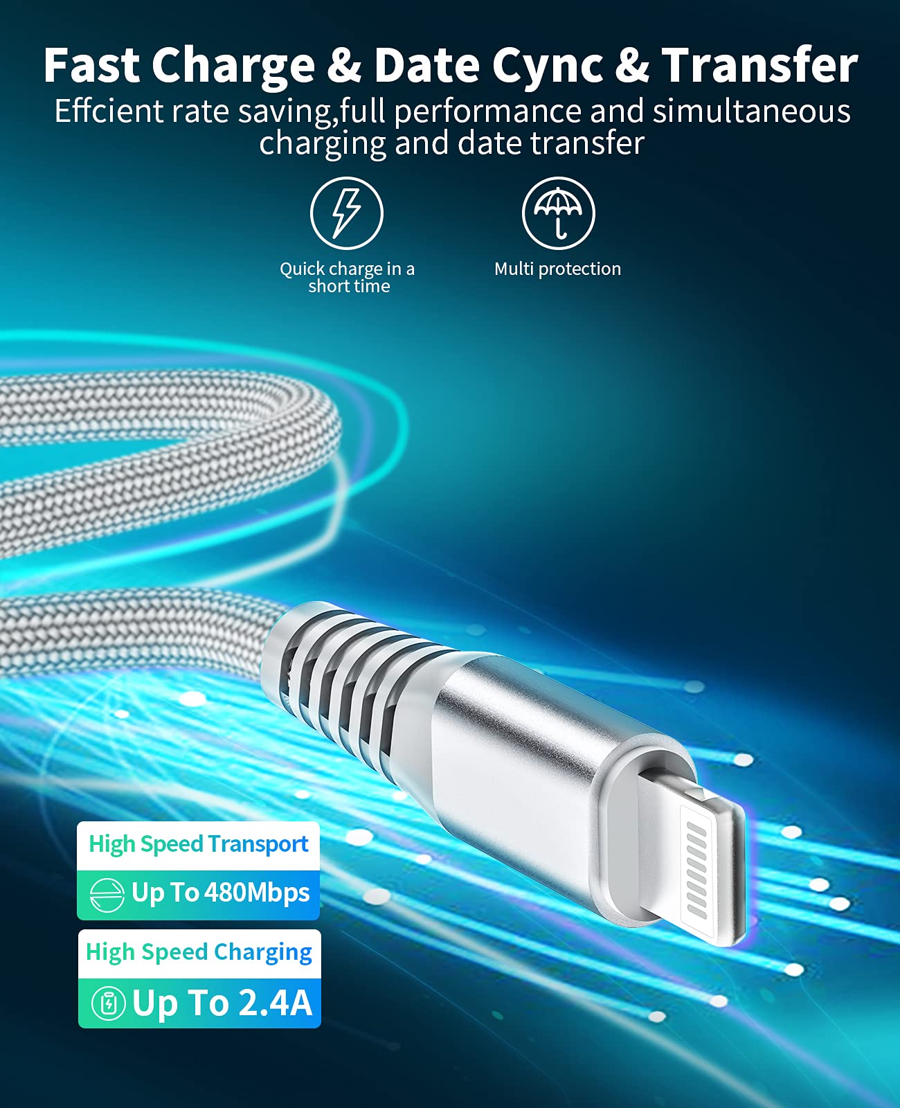 iPhone Charger, [MFi Certified] Lightning Cable 3Pack 8inch Nylon Braided iPhone Charger Cable 2.4A Short USB Fast Charging Data Sync Transfer Cord for iPhone 14 13 12 11 XS XR X 8 7 iPad iPod