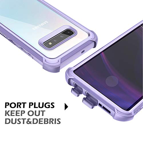 Dexnor Galaxy S10 Plus Case with Screen Protector Clear Rugged Full Body Protective Shockproof Hard Back Defender Dual Layer Heavy Duty Bumper Cover Case for Samsung Galaxy S10 Plus
