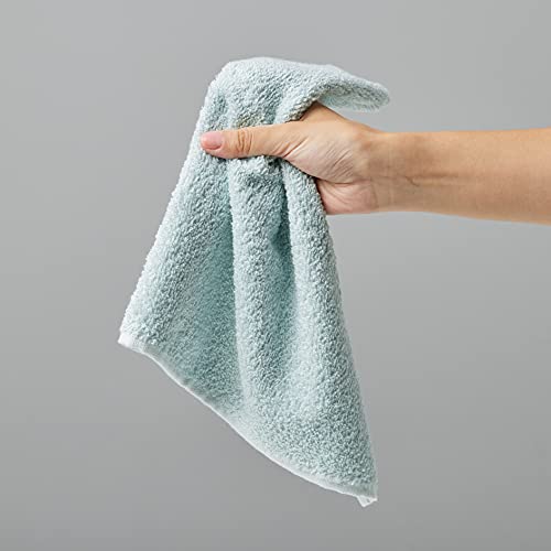 Amazon Basics Fast Drying, Extra Absorbent, Terry Cotton Washcloths - Pack of 24, Ice Blue, 12 x 12-Inch