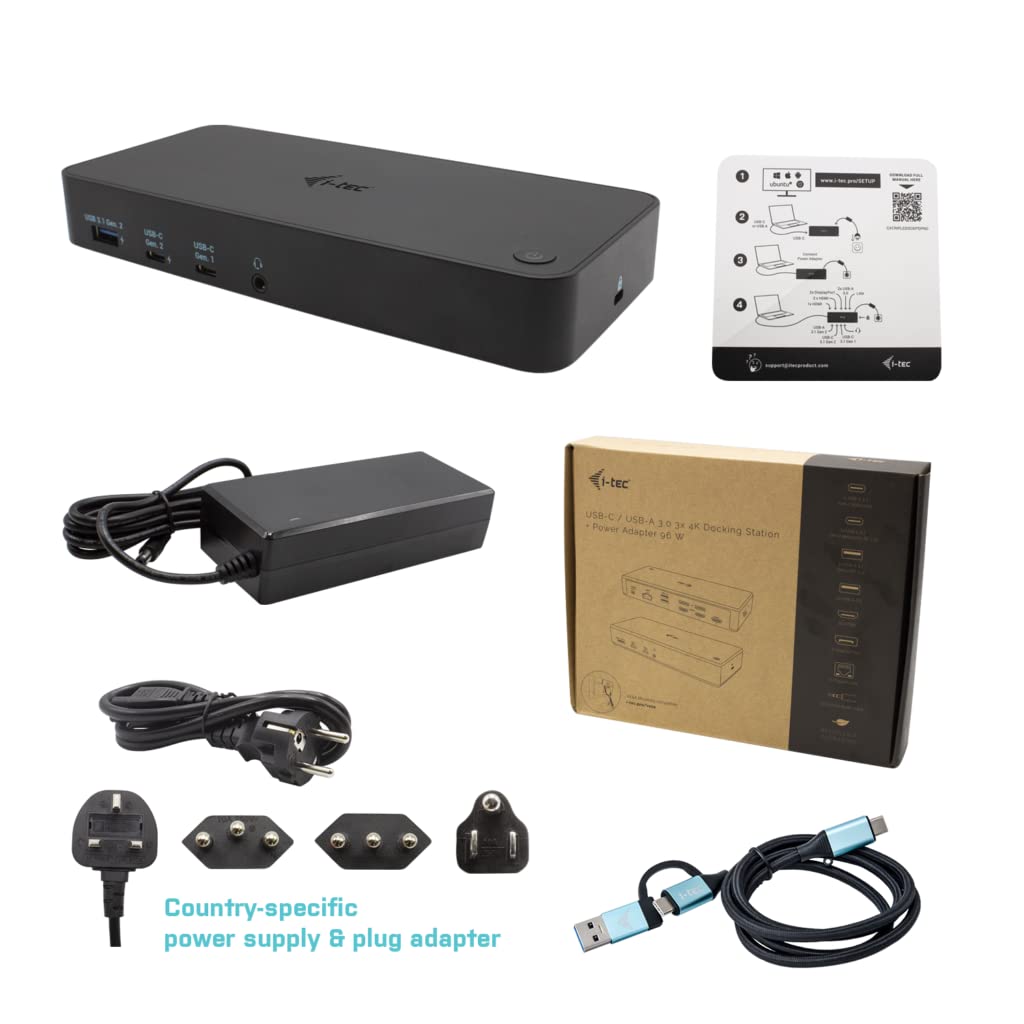 i-tec USB 3.0/USB-C/Thunderbolt 3X 4K Docking Station - Black - Value for Money, Easy to Use