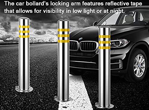 2pcs Stainless Steel Garage Space Barrier,Private Car Parking Space Lock,Easy Installation Lockable Parking Barrier(800×76mm/31.5×3in)