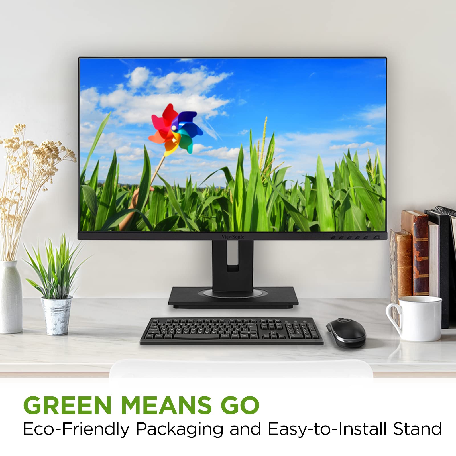ViewSonic VG2756-4K 27 Inch IPS 4K Docking Monitor with 90W USB C, RJ45, HDMI, Display Port (Renewed)