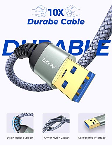 AINOPE [2 Pack] USB 3.0 Cable, USB to USB Cable, USB A Male to Male Cable [3.3FT+ 3.3FT] [Never Rupture] Double End USB Cord Compatible with Hard Drive Enclosures, DVD Player, Laptop Cooler and More