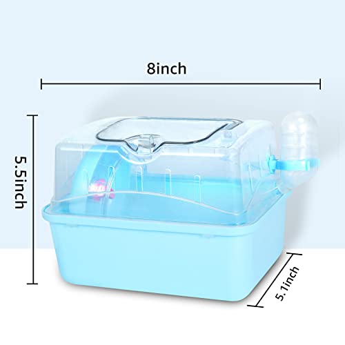 Misyue Portable Carrier Hamster Carry Case Cage with Water Bottle Travel&Outdoor for Hamster Small Animals (Blue)