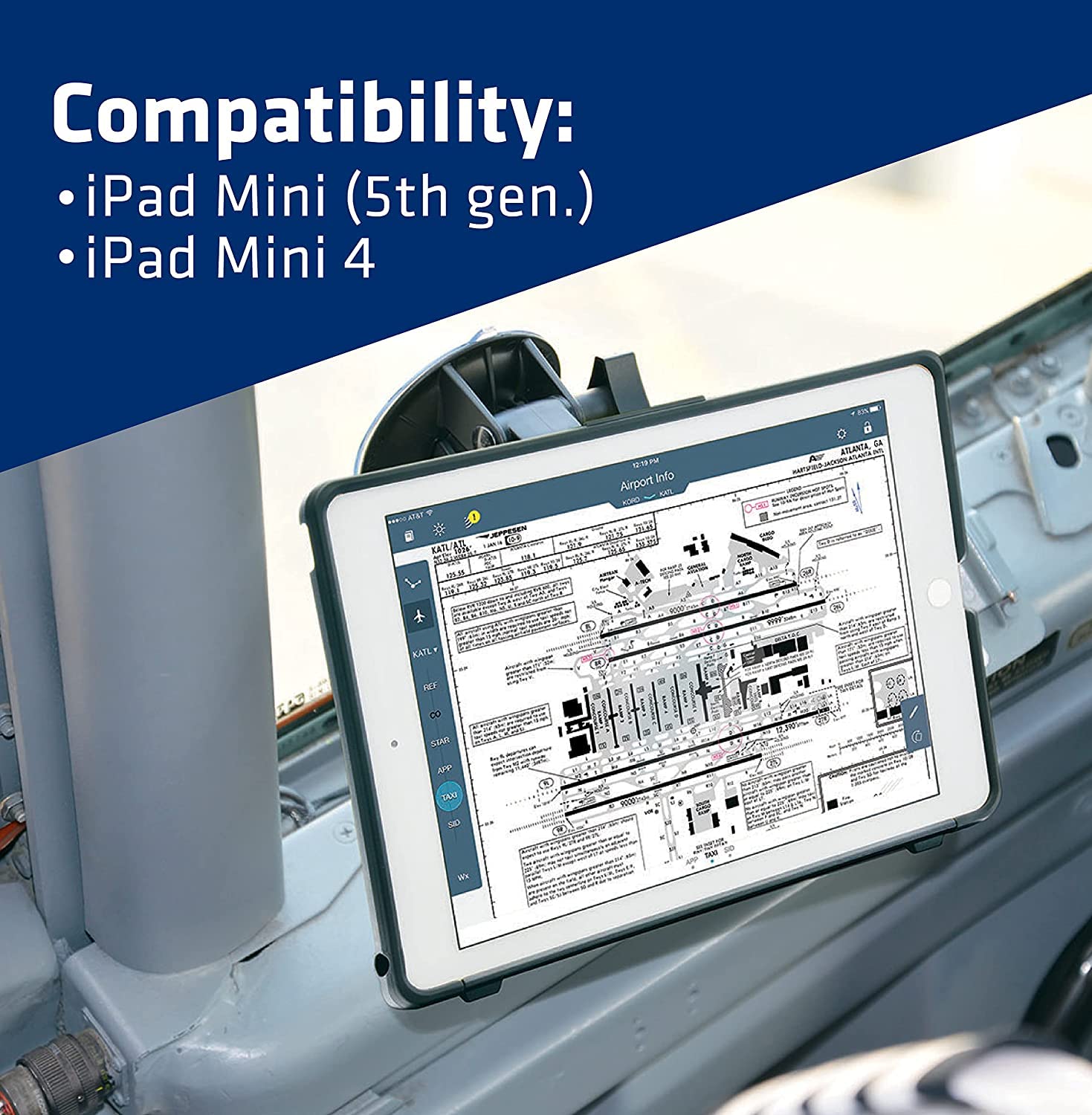PIVOT MN5 Versatile Tablet Case - Fits iPad Mini 5th gen & iPad Mini 4-360 Degree Protection - for Professional Pilots, General Aviation - Gray