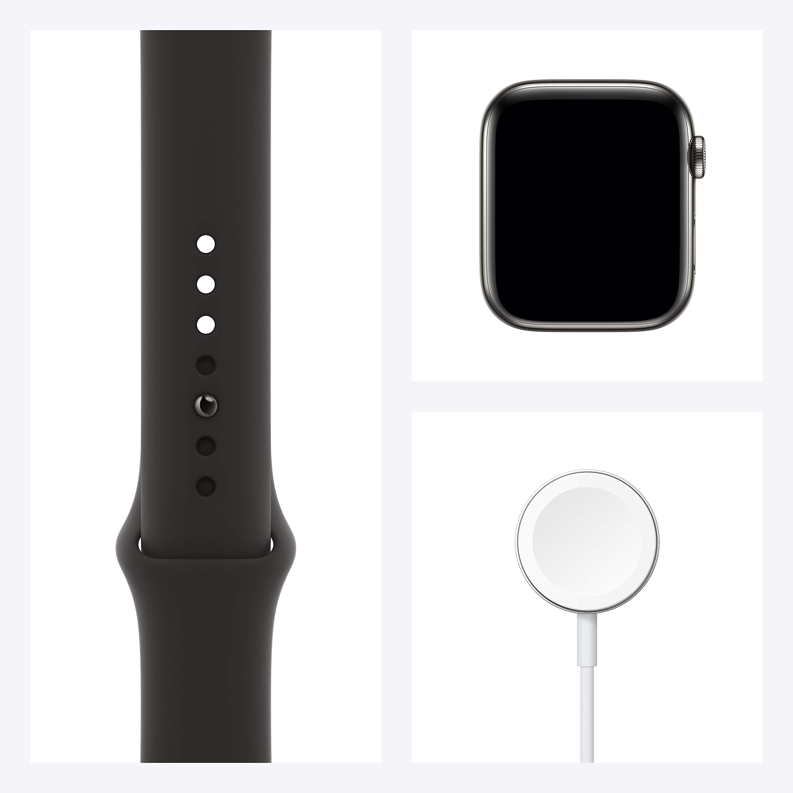 Apple Watch Series 6 (GPS + Cellular, 44mm) - Graphite Stainless Steel Case with Black Sport Band