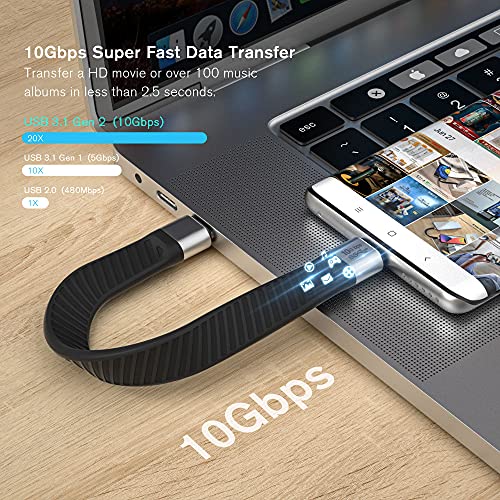 USB C to USB C Cable 0.45ft, Short USB C Cable(USB 3.2 Gen 2) Supports 100W Charging / 10Gbps Data Transfer / 4K@60Hz Display, USB C Charging Cable Compatible with Android Samsung Galaxy