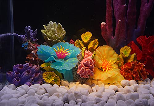 Danmu 1Pc of Polyresin Coral Ornaments, Aquarium Coral Decor for Fish Tank Aquarium Decoration 3 7/10" x 2 9/10" x 1 9/10" (Purple)