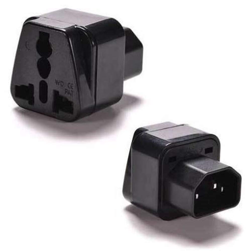 ANRANK IC141320AK UPS IEC C14 to Universal Female EU US UK AU C13 Socket Power Adapter AC Plug (2 Pack)