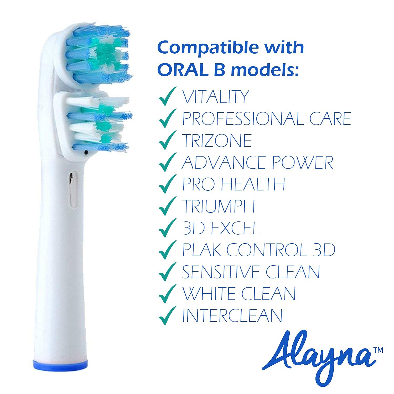 Replacement Brush Heads Compatible With Oral B- Double Clean Design, Pack of 20 Generic Electric Toothbrush Replacement Heads- Fits Oralb Pro 7000, 1000, 8000, 9000, 1500, 5000, Kids, Vitality & More!