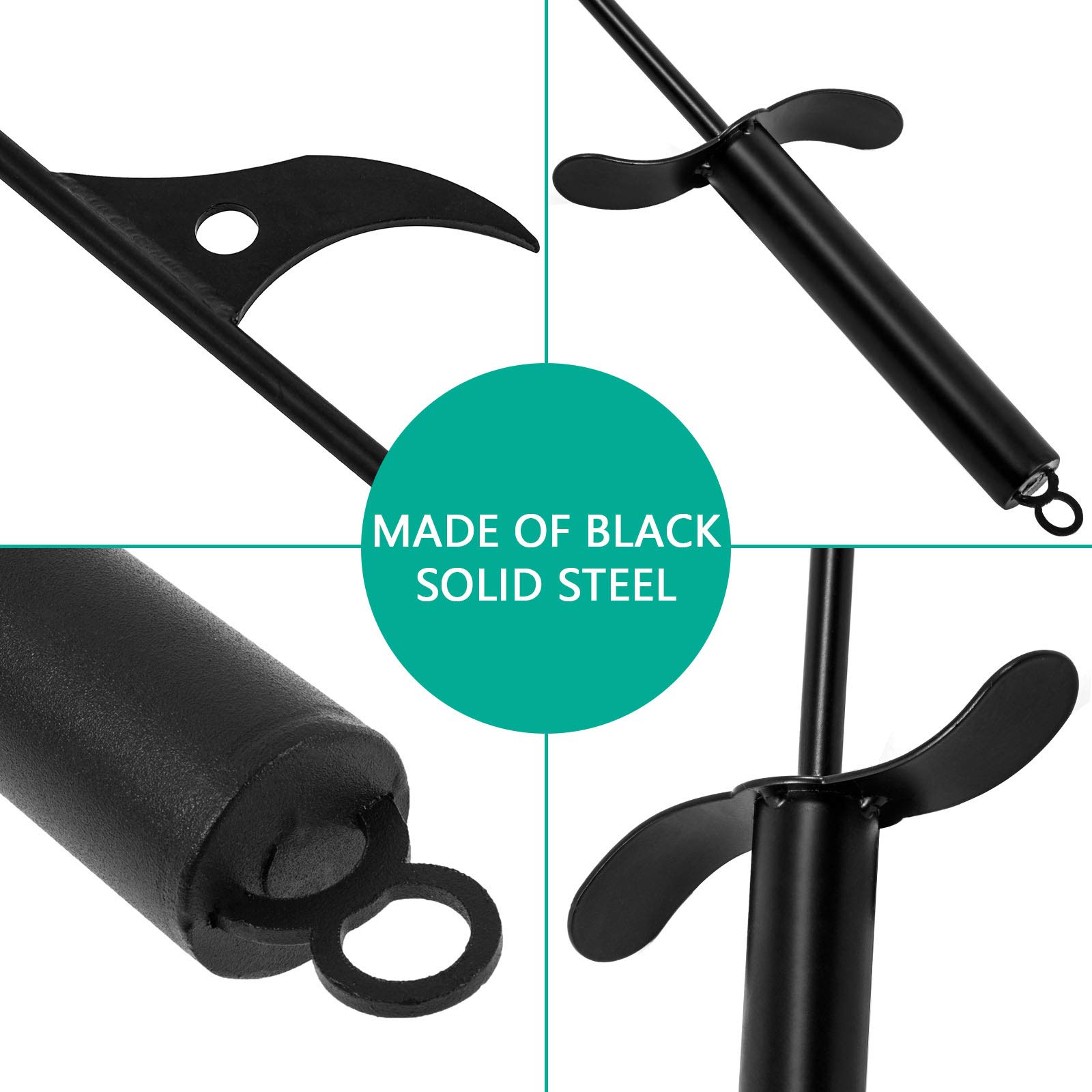 36-Inch Fireplace Fire Pit Campfire Poker Stick and 26-Inch Campfire Fireplace Tongs, Log Grabber, Camping, Wood Stove, Outdoor and Indoor Use, Black Solid Steel