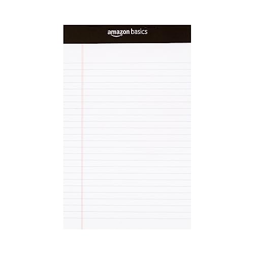 Amazon Basics Narrow Ruled Lined Writing Note Pad, 5 inch x 8 inch, White, 12 Count ( 12 Pack of 50 )