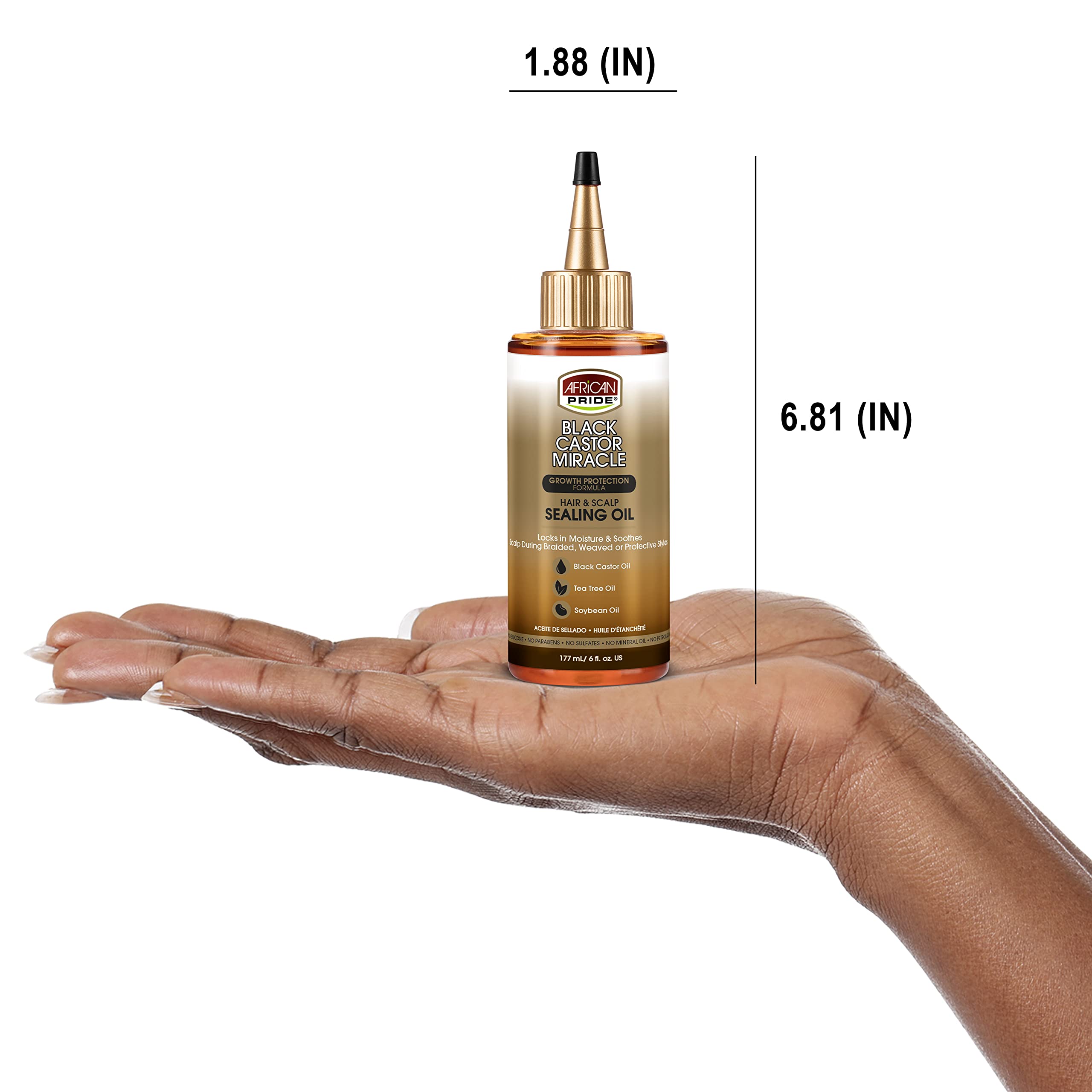 African Pride Black Castor Miracle Hair & Scalp Sealing Oil - Locks in Moisture & Soothes, Contains Black Castor/Tea Tree/Soybean Oil, 6 oz