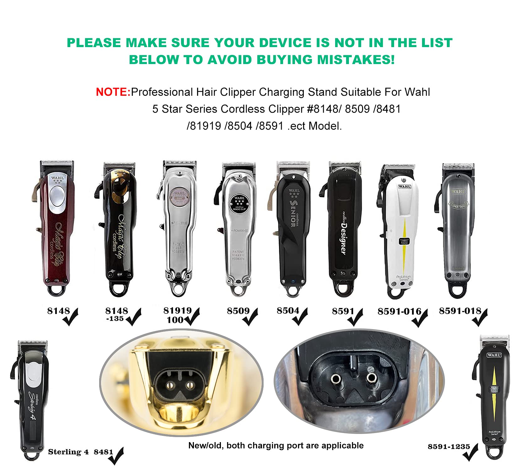 Anrom Hair Clipper Charging Stand, Hair Clipper Vertical Clipper Charging Dock, for Wahl Magic Clip Senior Cordless Hair Clipper #8591#8504#8148 New and Old Versions (Black)