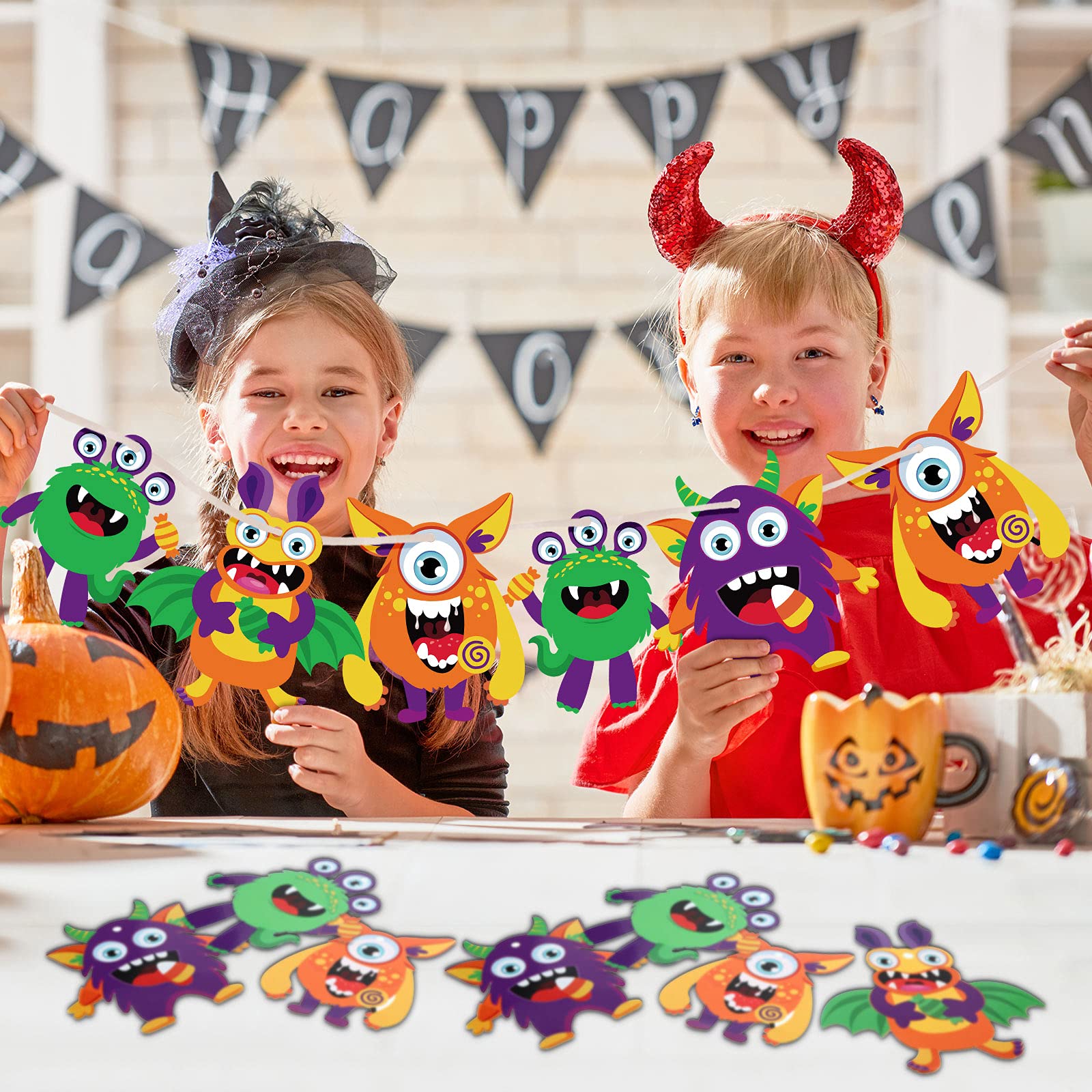 24 Sets Halloween Craft Paper Ornaments Halloween Craft Kits DIY Craft Halloween Paper Decorative Kit Art Craft DIY Handcraft Supplies for Game Activities
