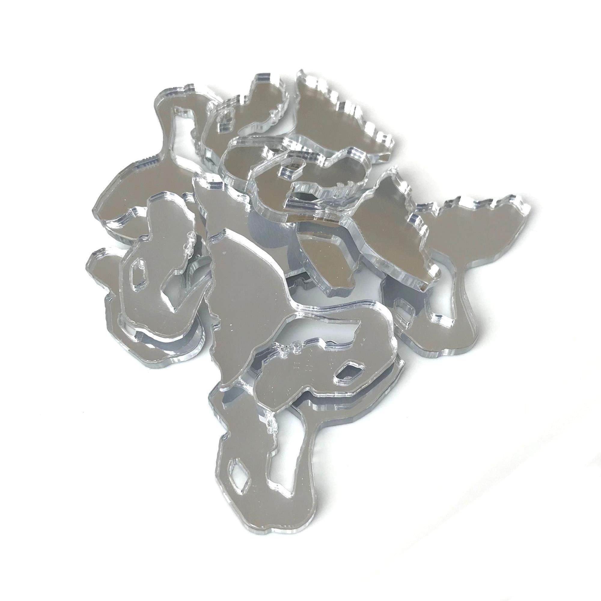 Super Cool Creations Mermaid Shaped Crafting Mirrors, Set of 10, Many Colours, Shatterproof Acrylic, Yellow, Pack of 10 x 3cm