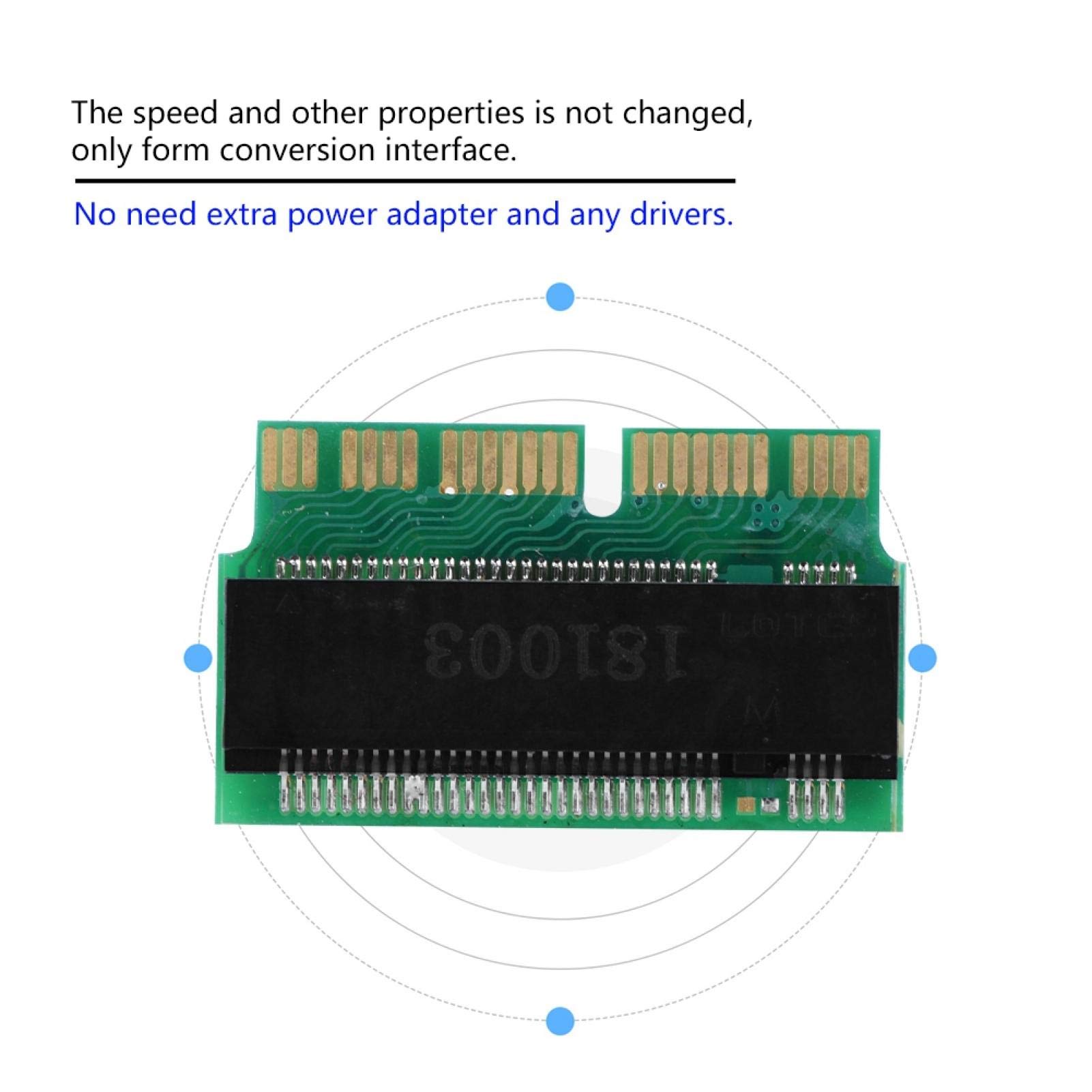 ciciglow SSD to M.2 NGFF Convert Adapter Interface Card 2013 2014 2015 Suitable for MacBook Air/Pro NVME AHCI SSD Upgraded Kit for A1465 A1466 A1398 A1502(Green)