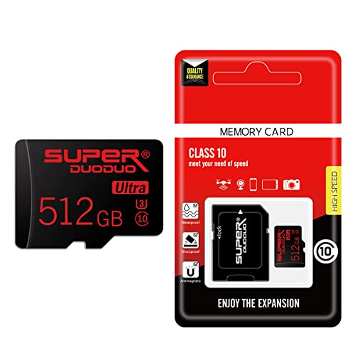 512GB Micro SD Card with SD Card Adapter Class 10 Mini SD Card High Speed Micro SD Memory Card 512GB TF Card Camera, TV, GOPRO, Smartphone