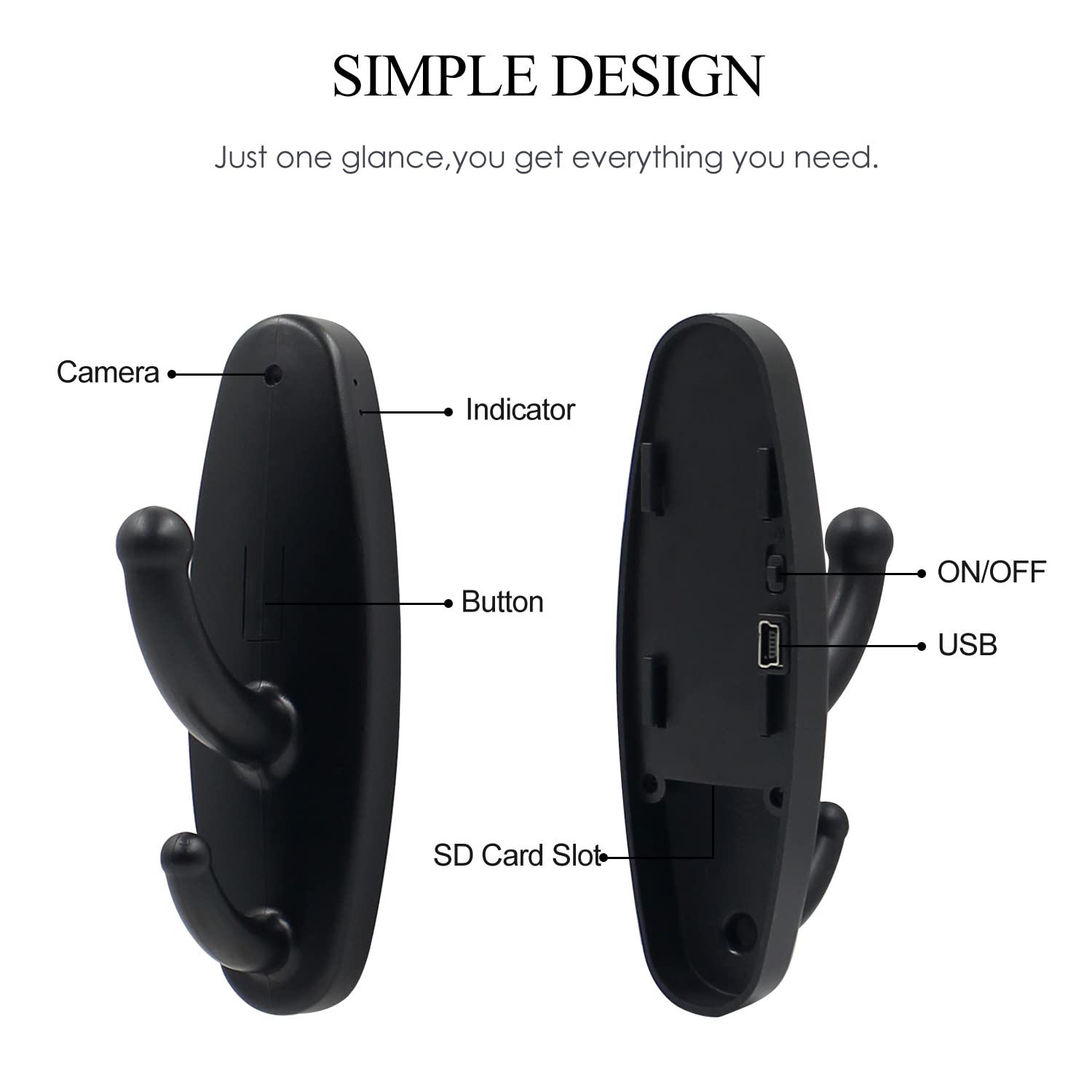 SworRishi Hidden Camera Clothes Hook, Mini Spy Camera HD 1080P Nanny Cam, Security Camera with Motion Detection Loop Recording for Monitoring Home/Office/Baby/Pet, No WiFi Function, No Audio