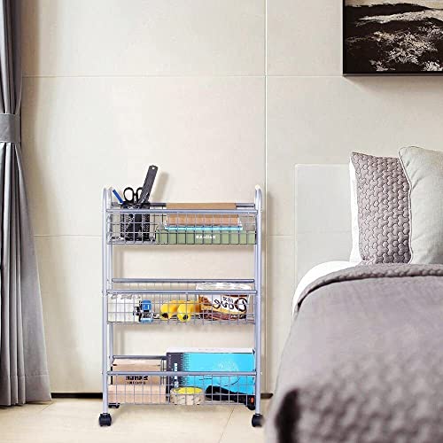 3 Tier Kitchen Island Cart on Wheels Sliding Sink Organizer Rolling Stand Racks