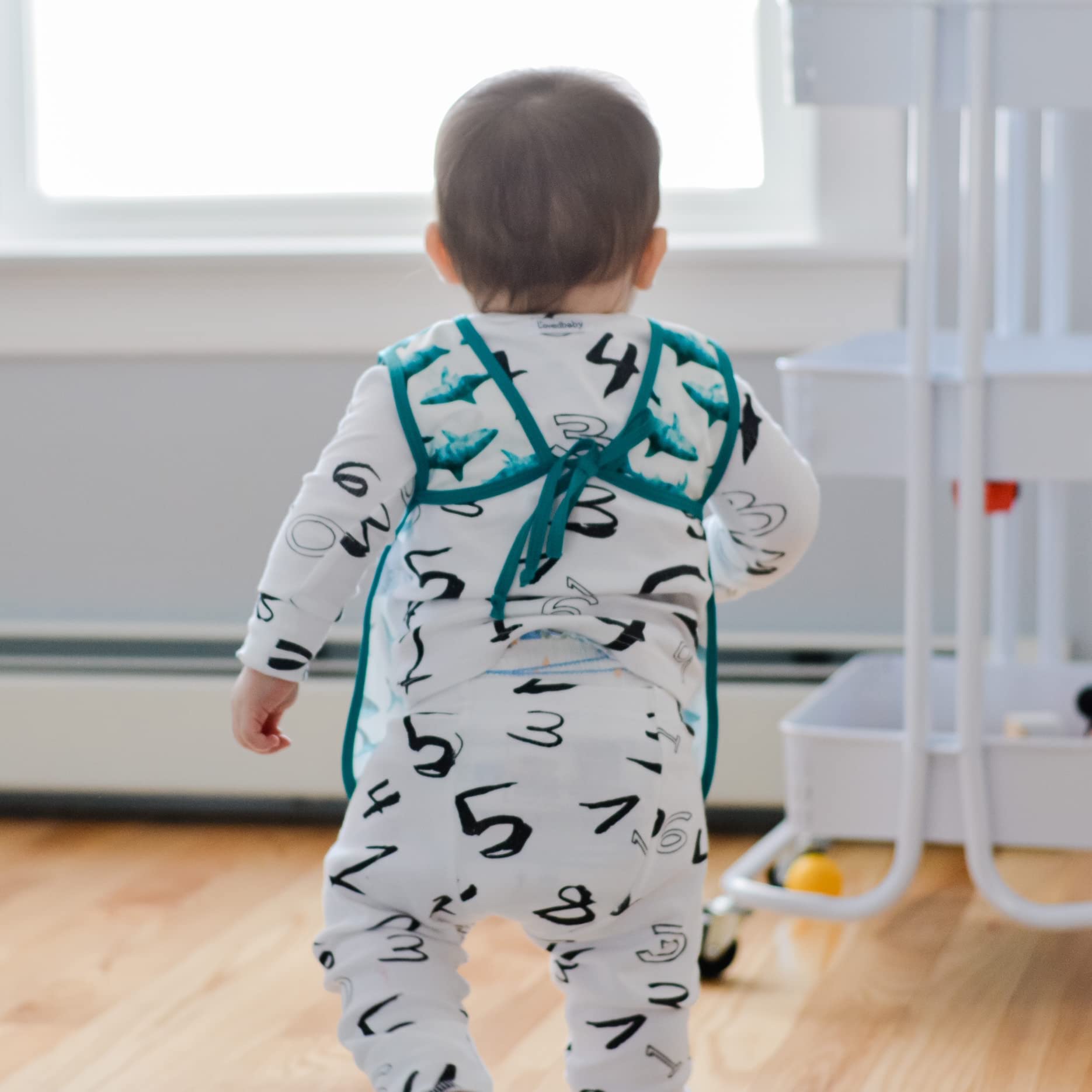 BapronBaby Shark Attack Bapron - No Neck Tie Safer Bib for Baby & Toddler - Soft Waterproof Stain Resistant - Machine Washable - Sz Baby/Toddler 6m-3T