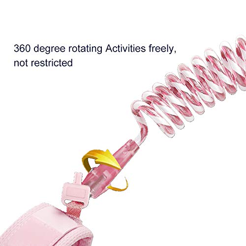 Anti Lost Wrist Link Kids Leash Child Safety Wristband Toddler Harness Leash with Lock (Pink) (Reflective Pink)