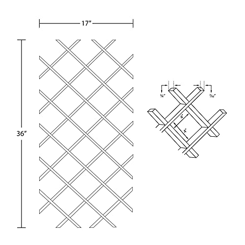 14-Bottle Trimmable Wine Rack Lattice Panel Inserts in Unfinished Solid North American Red Oak