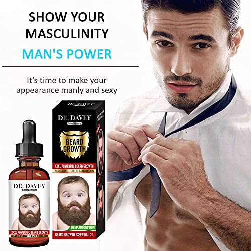 DR.DAVEY Beard Growth Oil for Men Castor Oil Beard Growth Serum Mustache Oil Facial Hair Oil Growth Thicker Fuller