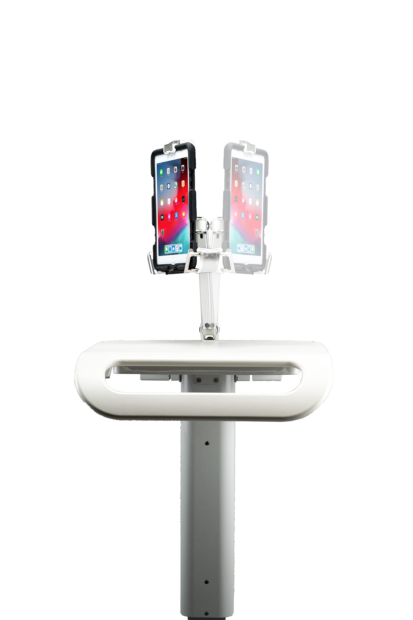Rolling Medical Workstation – CTA Height Adjustable Mobile Secure Medical Workstation Cart for iPad 10th Gen 10.9" - iPad 7/8/9 Gen 10.2”- iPad Pro 11” - iPad Air 4 - Galaxy Tab S3 - White (QPAD-HRSW)