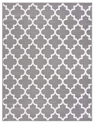 Msrugs Area Rugs, 3x5 Trellis Collection Modern Gray White Area Rug, Contemporary Soft Cozy Carpet for Living Room and Bedroom