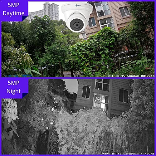 Guaddaole 5MP PoE IP Camera Outdoor with Person Detection, 5MP Dome Security IP Camera with Audio, 98ft IR Night Vision, 2.8mm Lens with Wide Angle, IP66 Weatherproof, H.265/H.264(2592x1944@30fps)