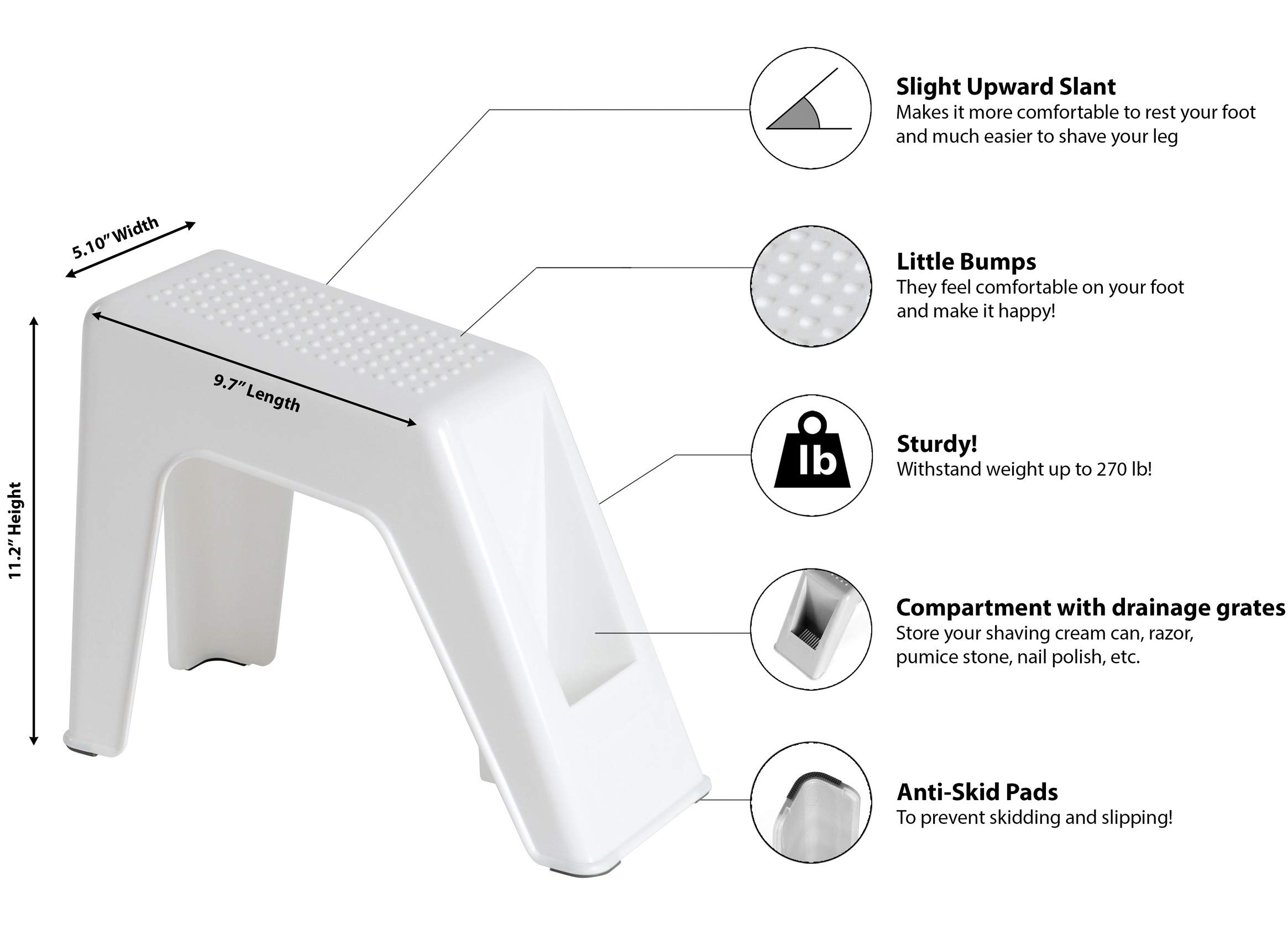 Demi's Home Shower Foot Rest - Pedicure Foot Rest - Grey - (Supplies Not Included)