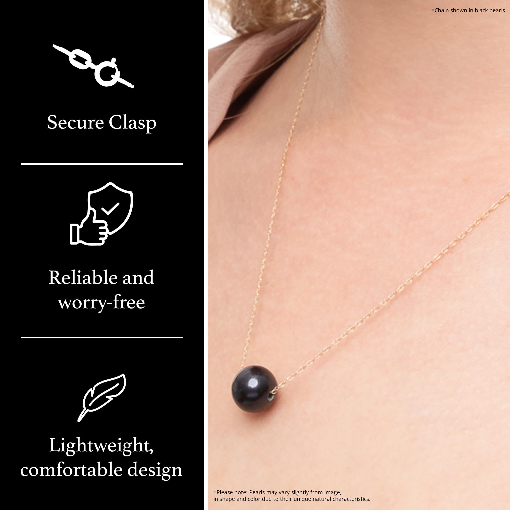 14K Gold 10-11mm Freshwater Cultured Floating Pearl Tin Cup Chain Necklace Jewelry for Women 17" (White, white-gold)