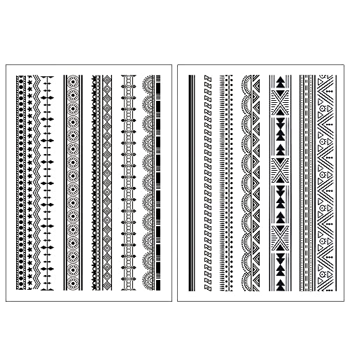 Everjoy 10+ Designs Waterproof Arm Wrist Leg Circle Fake Temporary Tattoo Stickers - Black Boho Tribal Armband