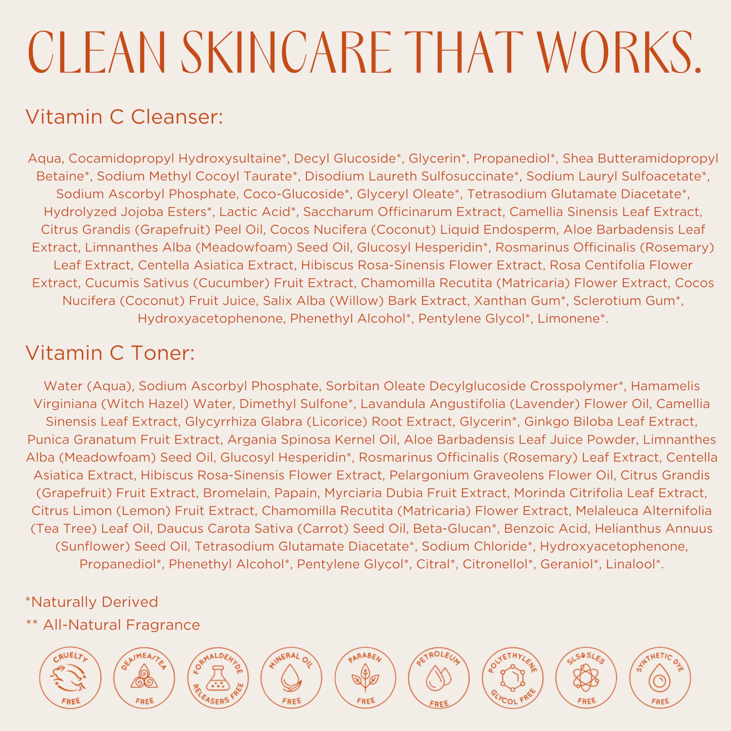 InstaNatural Vitamin C Four Step Skin Care Set, Skincare Routine, Brightens, Hydrates, Prevents Signs of Aging, Face Wash, Toner, Serum and Moisturizer, with Botanical Extracts